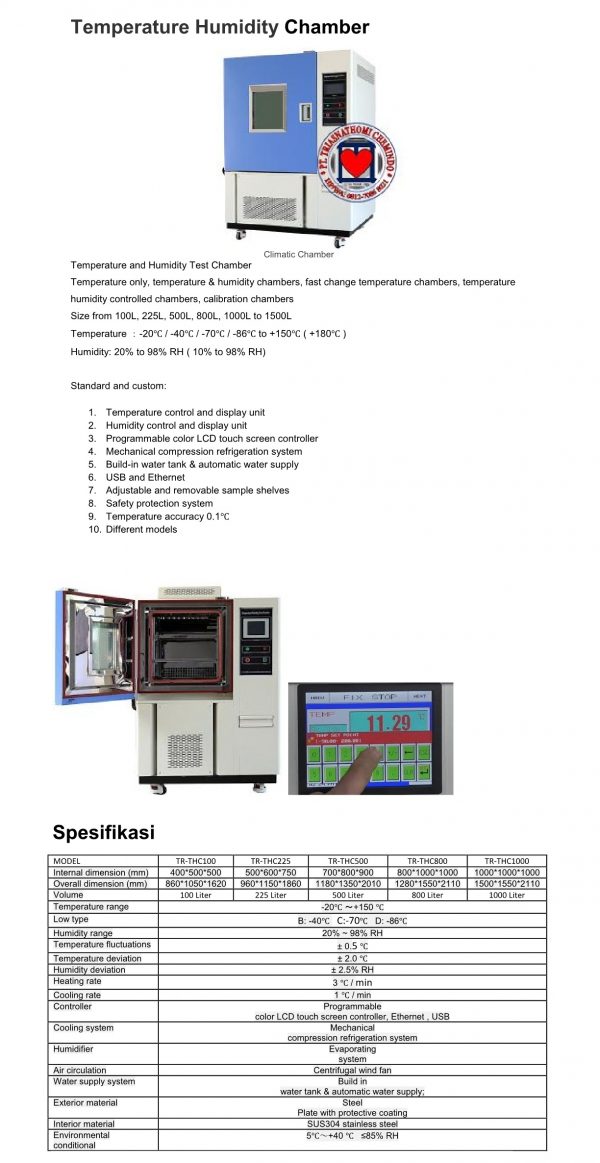 √ Temperature and Humidity Chamber | TRIAS NATHOMI CHEMINDO Supplier ...