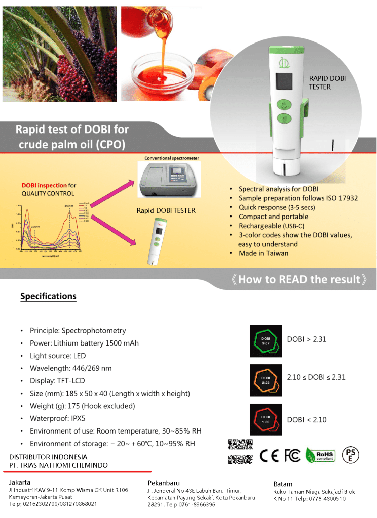 Rapid test of DOBI for crude palm oil | TRIAS NATHOMI CHEMINDO Supplier ...
